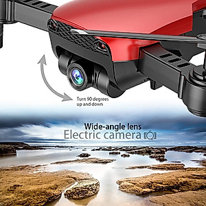 Drone X Pro AIR (RED) 1080P HD Dual Camera Quadcopter with Follow Me Real-Time Transmission Gesture Control Optical Flow Positioning and 2pcs Batteries Included