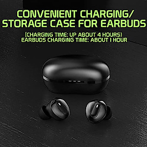 Wireless V5.1 Bluetooth Earbuds Compatible with Samsung Galaxy A20 with Extended Charging Pack case for in Ear Headphones. (V5.1 Black)