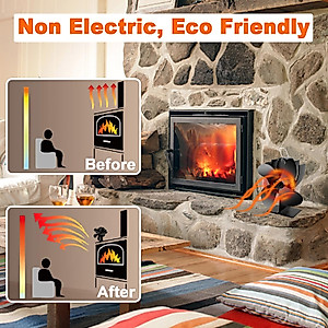 drtulz Wood Stove Fan Black Fireplace 4 Blade Heat Powered Stove Fan for Wood Log Wood Burner Fireplace Eco Friendly Fan for Home