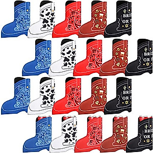 20 Pcs Cowboy Boot Skinny Can Sleeves Bachelorette Party Decorations Cowboy Slim Beverage Sleeves Party Shower Drink Holder Insulated Can Cover Neoprene Beer Bottle Sleeve for Cowboy Party Favors