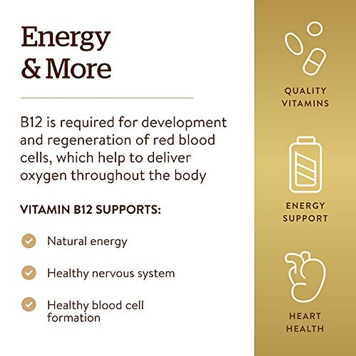 Solgar Vitamin B12 500 mcg, 100 Vegetable Capsules - Energy Metabolism, Nervous System Support, Heart Health - Non-GMO, Vegan, Gluten Free, Dairy Free, Kosher, Halal - 100 Servings