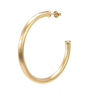 Sheila Fajl Small Everybody's Favorite 2 Inch Tubular Lightweight Hoop Earrings in Brushed Champagne. 18k Gold and 18k Rose Gold Metal Plated