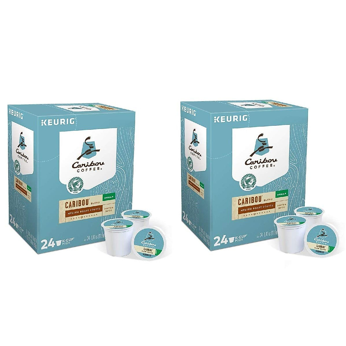 Caribou Coffee, Caribou Blend Decaf, K-Cup Portion Pack for Keurig K-Cup Brewers 24 Count (Pack of 2)