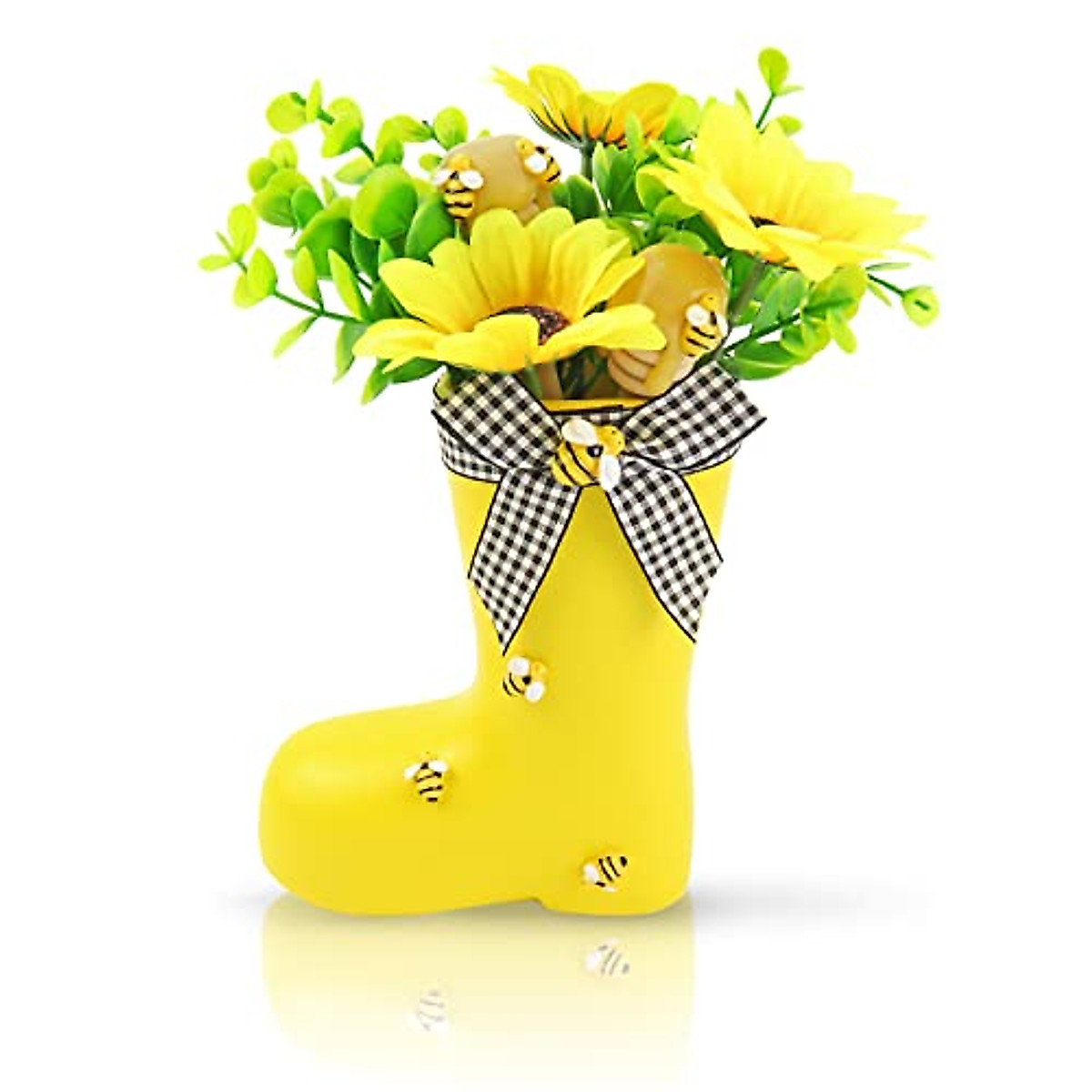 Bee Resin Boot Decor Bumble Bee Tiered Tray Arrangement Honey Dippers Sunflower Spring Summer Yellow Farmhouse Display