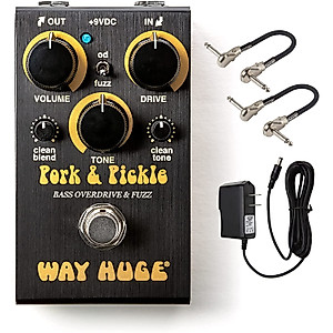 Briskdrop Way Huge Smalls WM91 Pork & Pickle Bass Overdrive & Fuzz Pedal Bundle with 2 MXR Patch Cables and Power Supply(WM41)