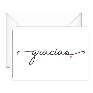 Gracias Note Cards / 24 Elegant Thank You From The Heart Greeting Cards With White Envelopes / 3 1/2" x 4 7/8" Spanish Language Blank Note Cards/Tarjetas Gracias
