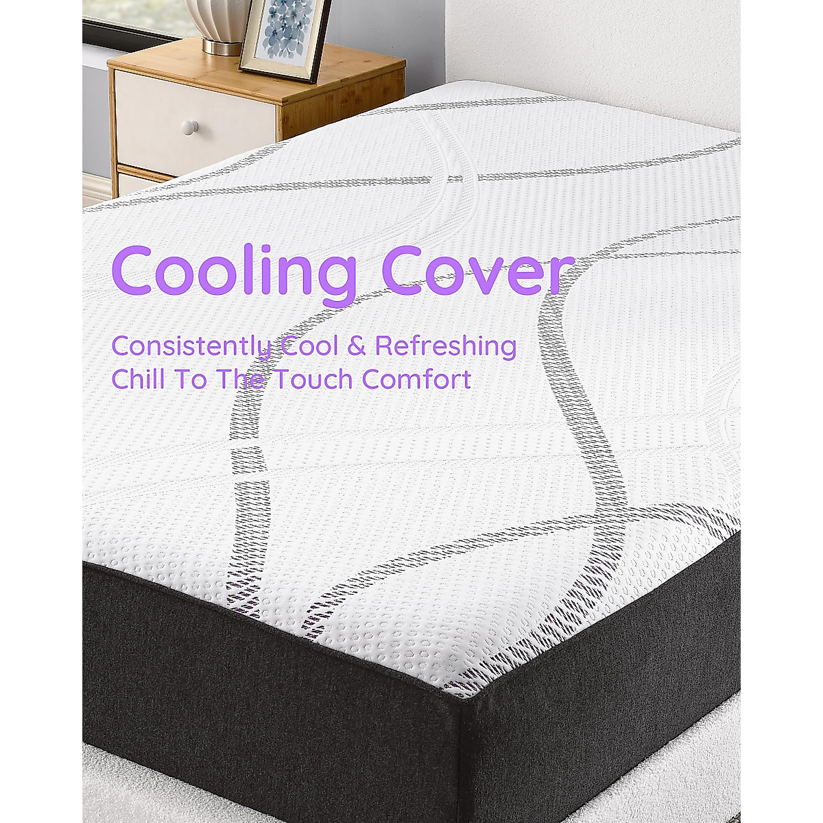 NAP&SLEEP Memory Foam Mattress - Lavender Infused with Cold Touch Cover, Medium Firm to Plush Feel, Helps with Sleep - Sizes Full, Queen, King, 10", 12", 14" (12" Medium, King (U.S. Standard))