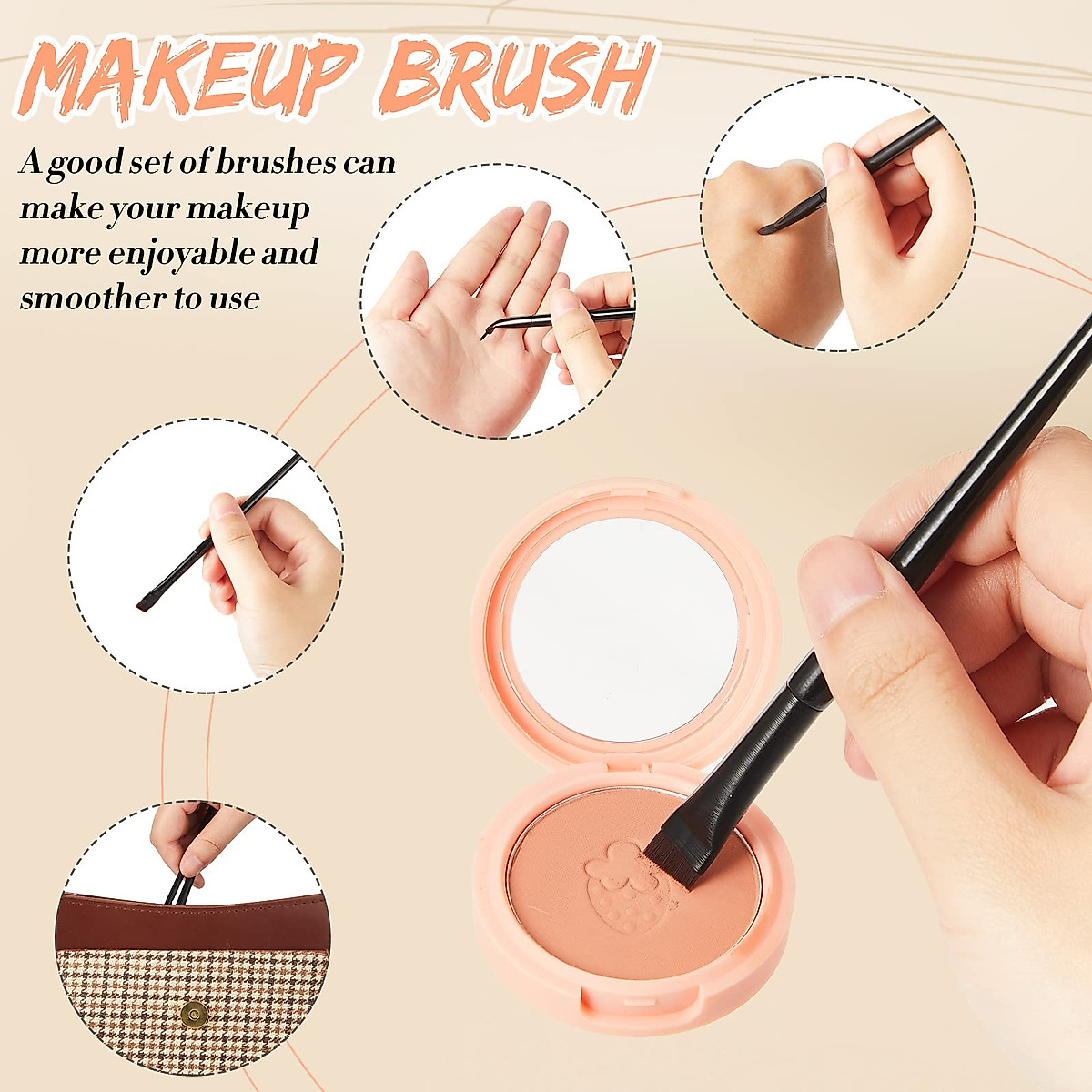 7 Pieces Eyeliner Brushes Set, Gel Liquid Eyeliner, Slanted Eyebrow Brushes, Fine Bent Eyeliner Brush, Eyeshadow Brush Set for Precise Make Up Application