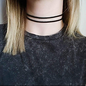 Zoestar Choker Necklace 2 Layered Black Velvet Collar Necklaces for Women