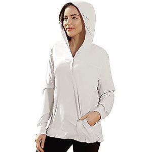 Mabove Women's UPF 50+ Sun Protective Hoodie Fall Long Sleeve Sun Shirts SPF Hiking Fishing Lightweight Shirt,Aqua Green-B-L