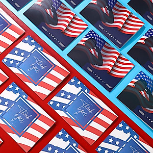 Crtiin 130 Pcs Patriotic Blank Note Cards with Envelopes American Flag White Greeting Cards 4th of July Thank You Cards Envelopes Bulk Red White Blue Sticker Seals Party Essentials for Veterans Day