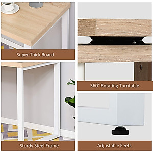 HOMCOM 55" 360 Degree Rotating Corner L-Shaped Computer Desk with Storage Shelves, Home Office Study Writing Workstation Modern Space-Saving Design, Oak