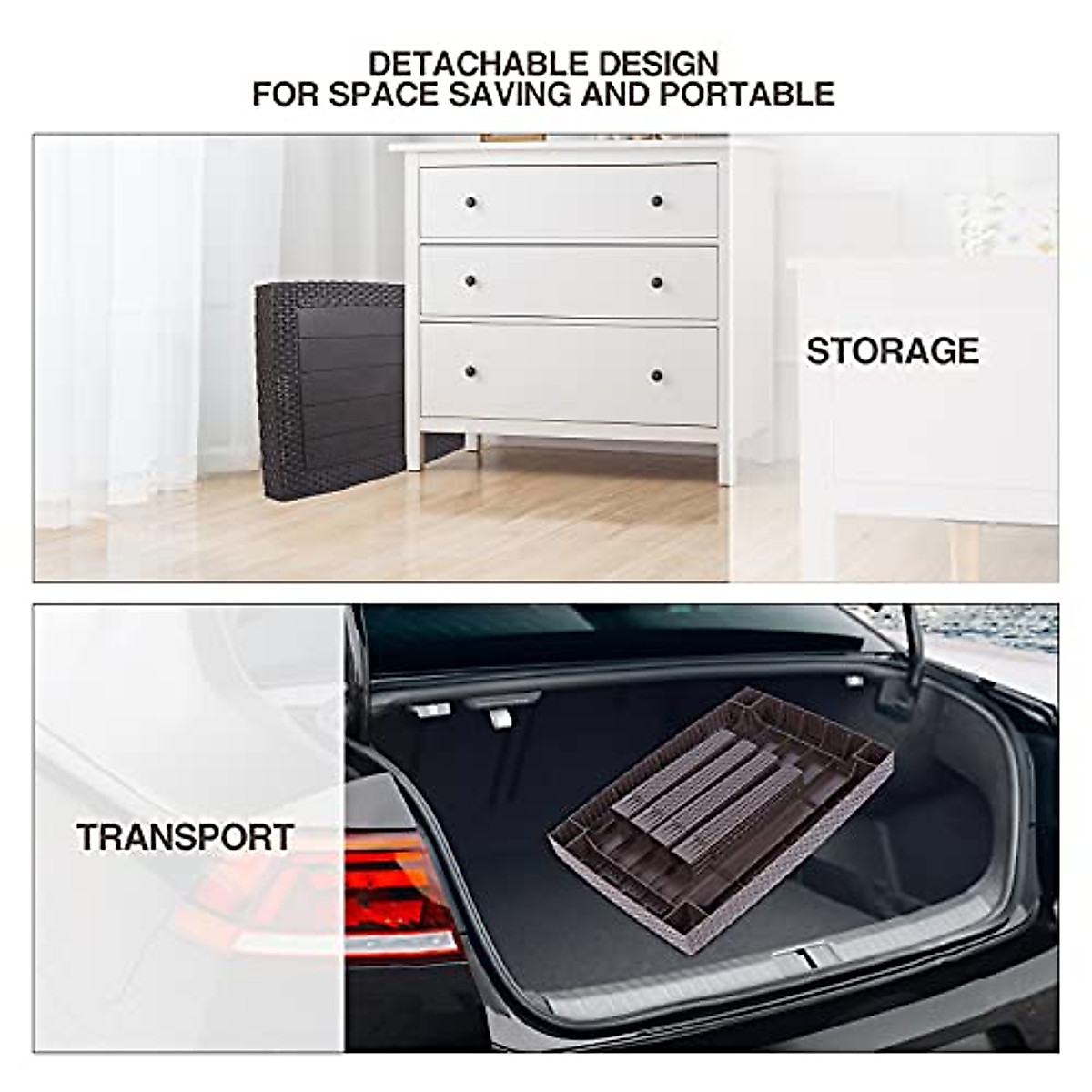 Varbucamp Rattan Outdoor Coffee Tables for Patio, Sturdy Rectangular Faux Wicker Patio Table, Easy to Assemble with Plastic Legs, Brown