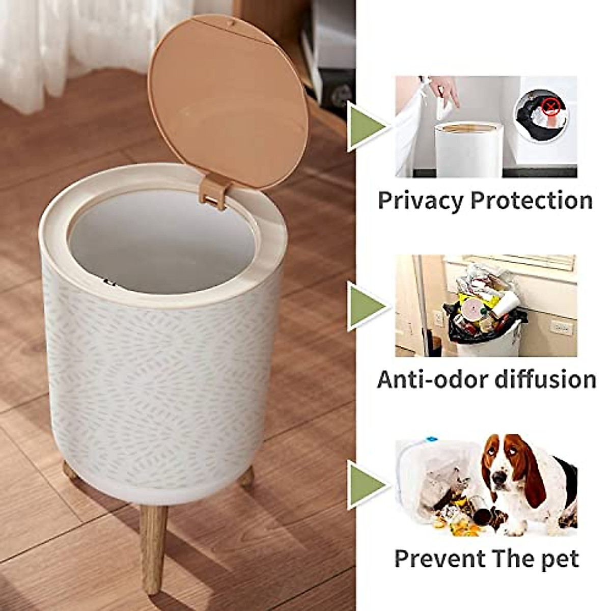 Small Trash Can with Lid for Bathroom Kitchen Office Diaper Rice seamless for fabric wrapping paper simple rice grain light print Bedroom Garbage Trash Bin Dog Proof Waste Basket Cute Decorative