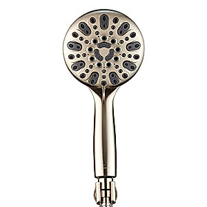 Couradric Handheld Shower Head, 6 Spray Setting High Pressure Shower Head with Brass Swivel Ball Bracket and Extra Long Stainless Steel Hose, Brushed Nickel, 5"