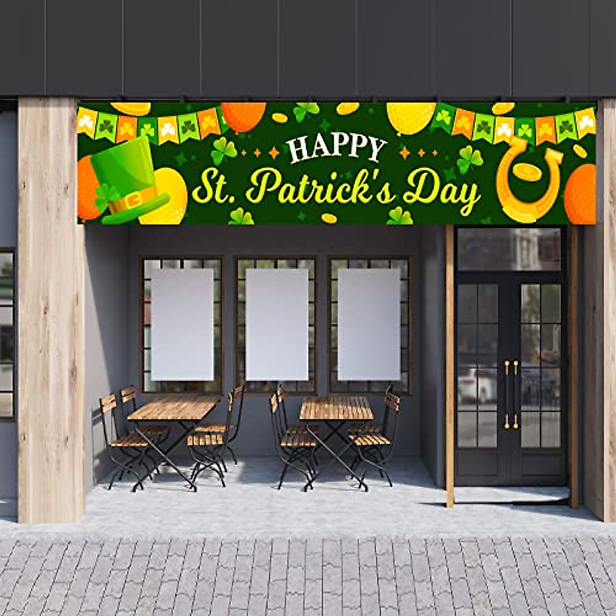 St. Patrick's Day decorations, Irish party supplies green shamrock element, welcome porch sign background for St. Patrick's Day party, St. Patrick's Day large banner