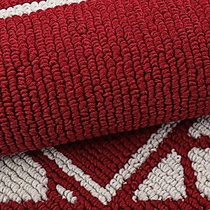 COSY HOMEER Thick 48x20 Inch/30X20 Inch Kitchen Rug Mats Made of 100% Polypropylene 2 Pieces Soft Kitchen Mat Specialized in Anti Slippery and Machine Washable (Red)