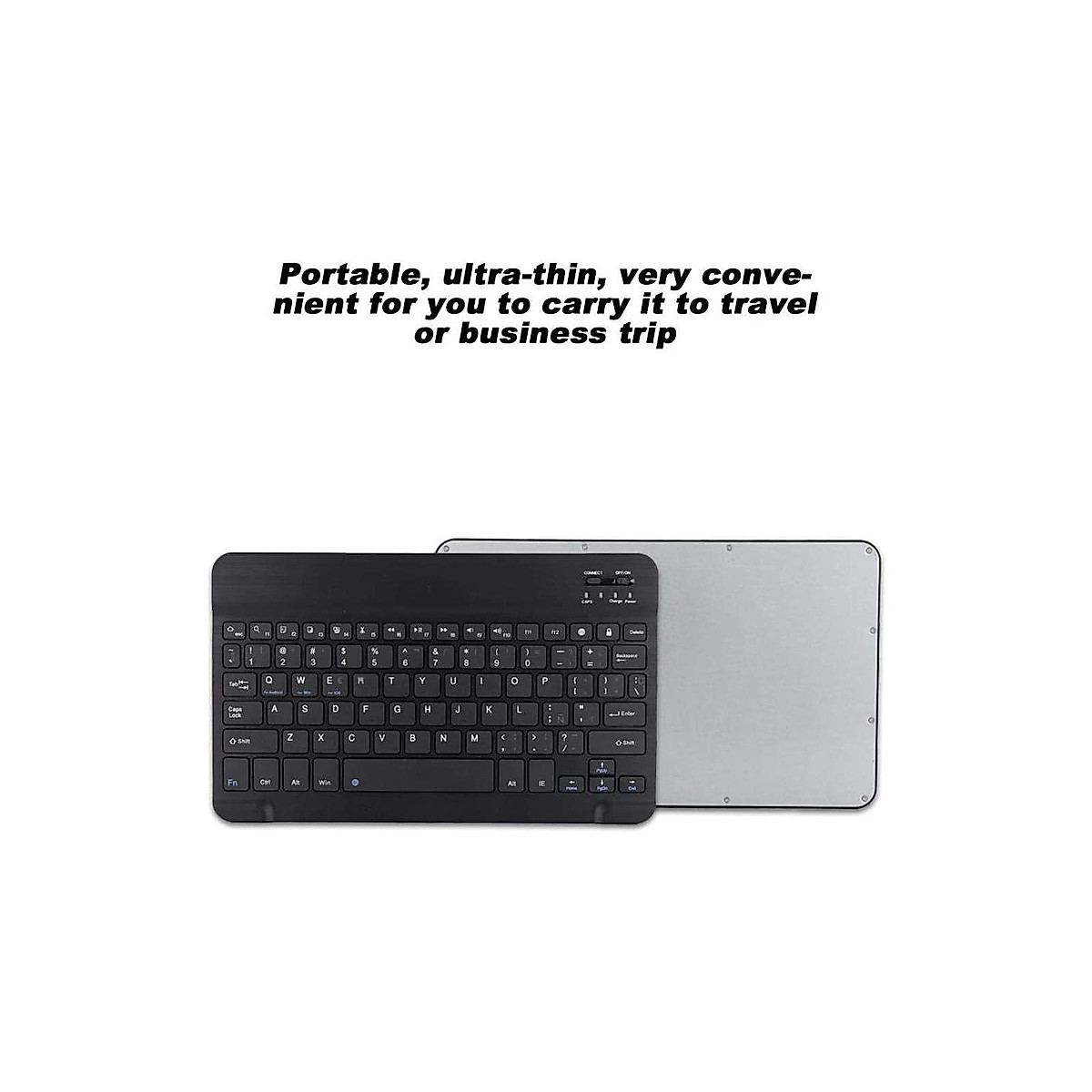 V BESTLIFE Keyboard Spanish English 10.1" Slim Ultra Wide 80-Key Keyboard Bluetooth 3.0 for Android/for iOS/for Win