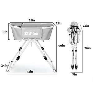 KITPLUS Elevated Dog Bath Tub, 5 Height Adjustable (28-40 in), Foldable and Portable Dog Bathing Station, Pet Wash Station for Small to Large Size Pets