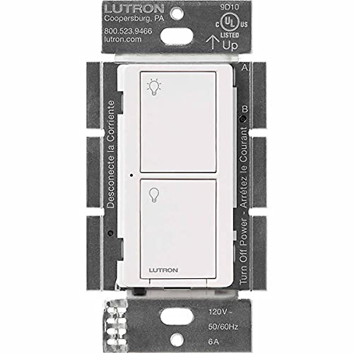 Lutron PD-5WS-DV-WH Light Switch, Caseta Wireless 5A Lighting & 3A Fan RF On/Off - White Model: PD-5WS-DV-WH by Lutron