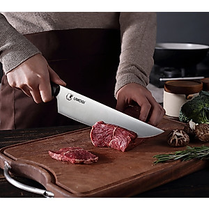 UMOGI Kitchen Knife Set 6 Piece with Sheath Covers in Gift Box - Full Tang Wooden Handle German Stainless Steel - professional Cutlery Knives Set with Chef Slicing Bread Boning Utility Paring Knife