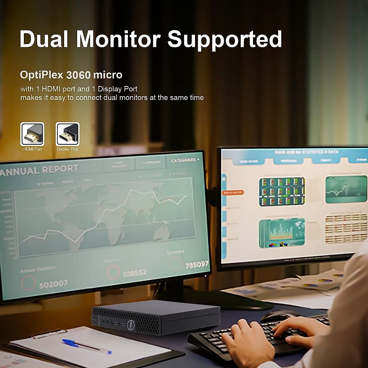 Dell Mini PC Windows 11 Pro OptiPlex 3060 Mini Computers,Intel i5-8500T up to 3.5Ghz,16GB DDR4 256GB M.2 NVMe SSD,AX210 Built-in WiFi 6E,HDMI Dual Monitor Support,Wireless Touch Keyboard(Renewed)