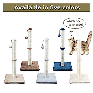 Dimaka 29" Tall Cat Scratching Post for indoor Cats and Kittens, Cat Activity Scratcher Premium Sisal Rope Scratch Tree with Dangling Ball (Grey)