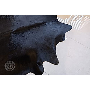 Genuine Black Cowhide Rug XL Size 6 x 7-8 ft. 180 x 240 cm