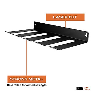 Iron Forge Tools Power Tool Organizer for Shop & Garage - Heavy Duty Drill Power Station, Wall Mounted Rack With 5 Drill Storage Slots - Fully Assembled - Solid Steel Workshop Organization and Storage