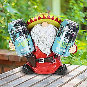 Exhart 2-Can Sombrero Gnome Statue, Durable Resin, Hand Painted Indoor Outdoor Décor, 9.5"x6"x8.5"