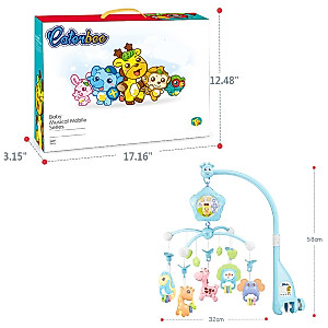 caterbee Baby Crib Mobile for Pack and Play, Crib Toys with Light and Musicial, Remote,Projector for Ages 0+ Months (Pink-Forest)