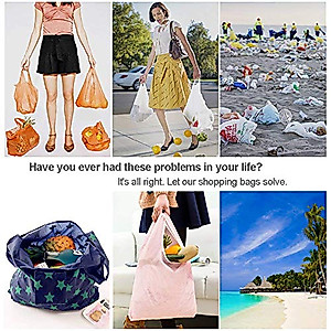 Reusable Grocery Bags Set of 6 Foldable Shopping Tote Bag,Washable, Durable and Lightweight (Reusable Grocery Bags 6 PACK)