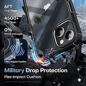 TAURI [5 in 1 Defender Designed for iPhone 13 Case 6.1 Inch, with 2 Pack Tempered Glass Screen Protector + 2 Pack Camera Lens Protector [Military Grade Protection] Shockproof Slim Thin Black