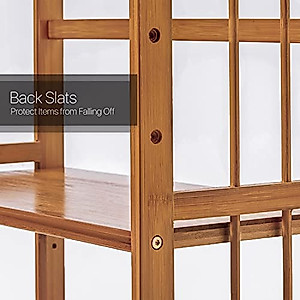 MoNiBloom Bamboo Wide 5-Tier Bookshelf Large Adjustable Bookcase Shelf Organizer Rack in Living Room Study Library Home Office, Natural