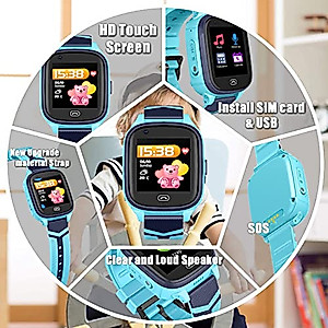 SG Latest Smartwatch for Kids 4G Smart Watch for Children GPS Tracker Kids Monitoring Voice Video Chat SOS Alarm Fitness Tracker Waterproof Phone Watch HD Screen Android iOS Best for Boys