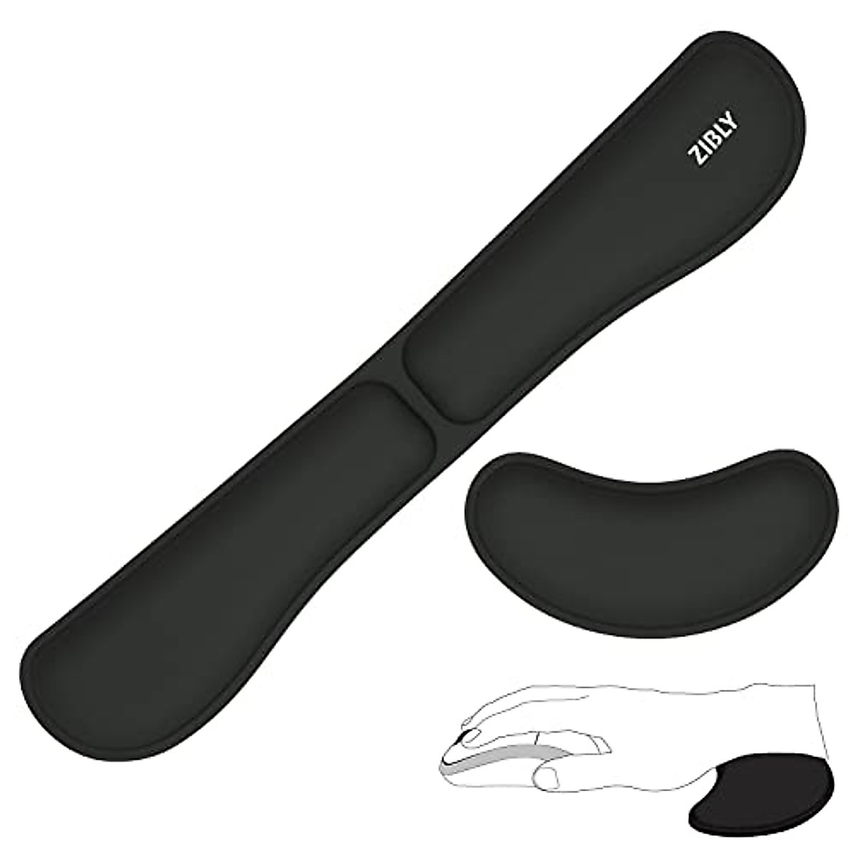 ZIBLY Gel Memory Foam Wrist Rest Keyboard and Mouse Set - Ergonomic Anti-Skid Non Slip Cushion Mouse Pad Wrist Support - Easy Typing, Pain Relief for Work from Home Gaming Computer Laptop