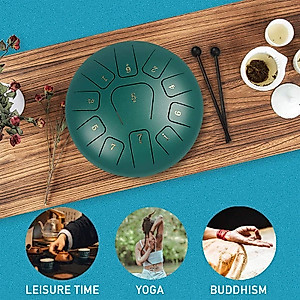 KACYDI Steel Tongue Drum 11 Notes 8 Inches Handpan Drum Percussion Instrument, Tank Chakra Drums Padded with Travel Bag, Mallets, Finger Picks, for Meditation, Entertainment, Music and Gift