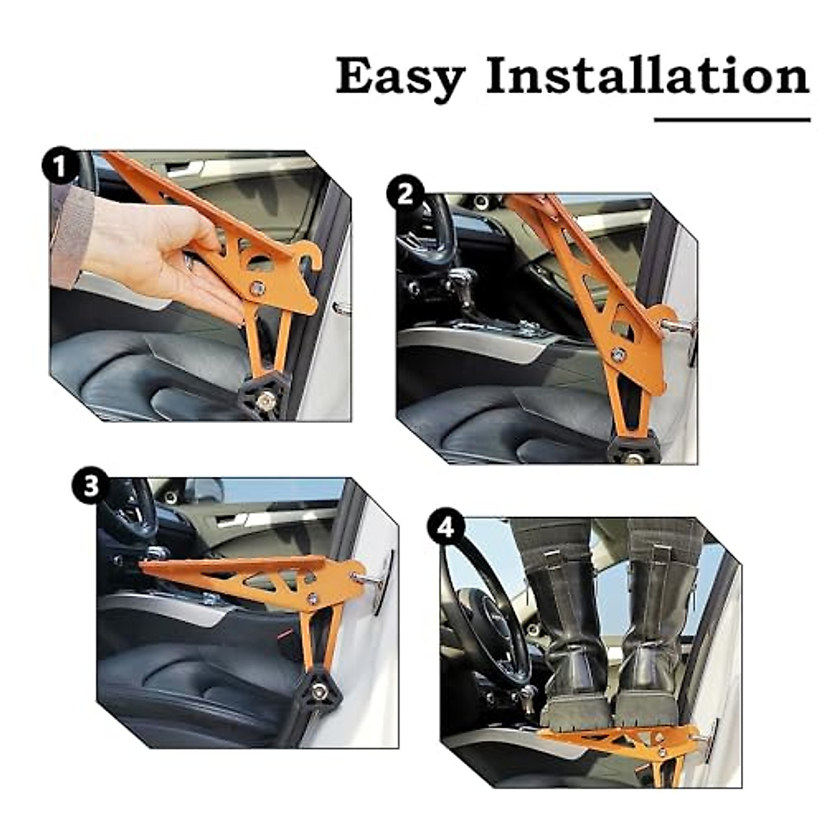 COWVIE Foldable Car Door Step Stand Pedal - Access to Vehicle's Top Roof Both Feet Stand Pedal Ladder for Most SUV Truck Jeep Orange