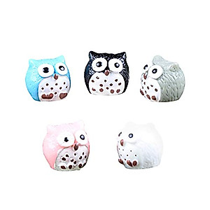5 Pcs Miniature Garden Ornament Resin Owls Figure Animal Toys Fairy Garden Office Decor Fish Tank Aquarium Bonsai Dollhouse Decorations