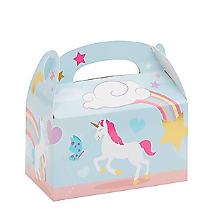 Treat Boxes - 24-Pack Paper Party Favor Boxes, Unicorn Design Goodie Boxes for Birthdays and Events, 2 Dozen Party Gable Boxes, 6 x 3.3 x 3.6 Inches