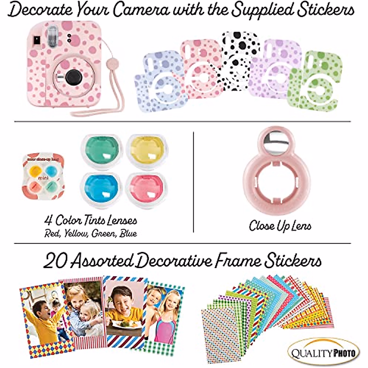 Fujifilm Instax Mini 12 Instant Camera with Case, 60 Fujifilm Prints, Decoration Stickers, Frames, Photo Album and More Accessories (Blossom Pink)