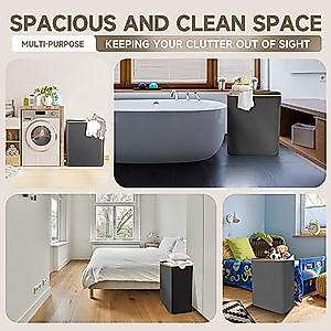 Zomhusea Double Laundry Basket with Lid - 140L Divided Laundry Hamper 2 Section with Removable Bags,Foldable Dirty Clothes Basket with Bamboo Handles - Bathroom,Dorm,College Large Hampers for Laundry