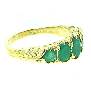 LetsBuyGold 14k Yellow Gold Natural Emerald Womens Anniversary Ring - Size 10.25