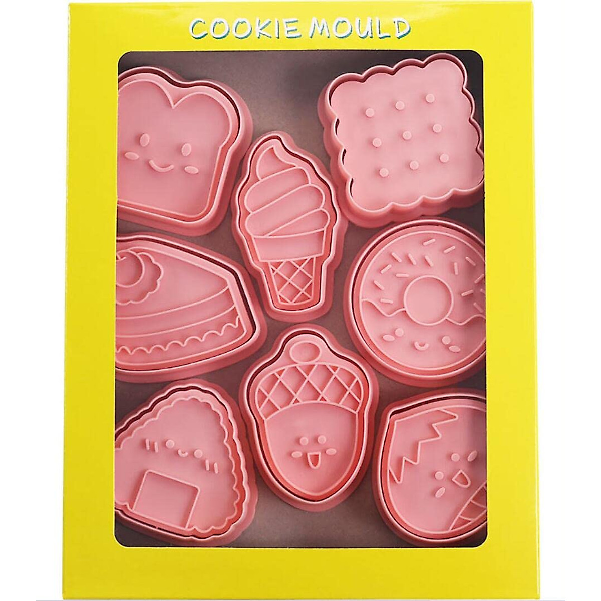 8 Pieces Cute Icecream Cookie Moulds For Baking Cookie Press Donut Cookie Mould Set Kitchen Tools Plastic Cookie Stamps (Donut)