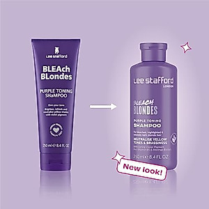 Lee Stafford Purple Toning Shampoo | Bleach Blonde Collection - Best Toner Cleanser, Neutralizes Brassy & Yellow, Great for Color Treated, Silver, & Grey, Hydrating for Dry, Damaged Hair, 16.9 Fl Oz