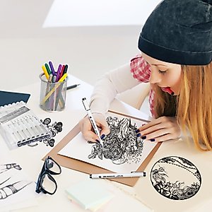 SFAIH Calligraphy Pens Markers Set - 8 Size Black Calligraphy Pens for Writing With Chisel Tip And Brush Tip, Calligraphy Pen Set for Beginners Adults