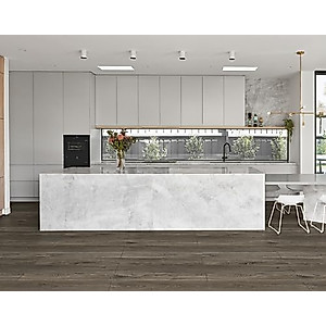 Oxdigi Peel and Stick Floor Tile 36" x 6"x 12 Packs/ 18 Sq.Ft, Thicken Wood Plank Flooring Self-Adhesive Waterproof for Kitchen Living Room RV, Easy DIY Floor Stickers, Sepia