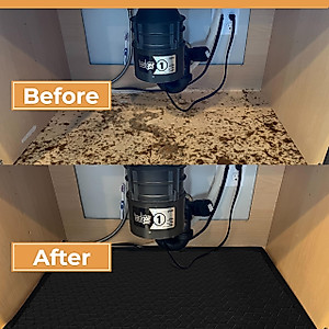 Silicone Under Sink Mat for Kitchen - Premium Under Sink Organizer Mat for Cabinet Liner - Flexible Drip Tray - Waterproof Under Sink Protectors Mat - 34 x 22 Inches Black