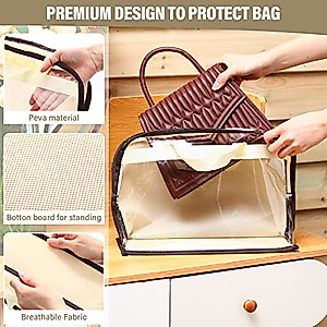15 Pcs Clear Dust Bags for Handbags Purse Storage Organizer 3 Sizes Clear Handbag Organizer Purse Dust Cover Closet Hanging Bag with Zipper and Handle for Closet Handbags Purses