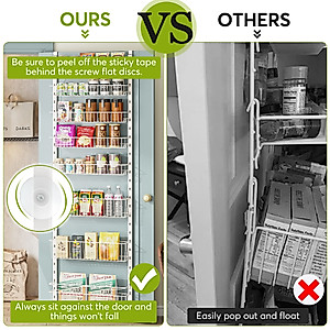 1Easylife Over The Door Pantry Organizer, 8-Tier Adjustable Baskets Pantry Organization, Metal Door Shelf with Detachable Frame, Space Saving Hanging Spice Rack for Kitchen Pantry Bathroom, Off White